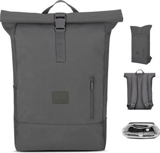 Johnny Urban Rolltop Rucksack Damen & Herren Dunkelgrau - Robin Large - Tagesrucksack mit 16 Zoll Laptopfach - Recyceltes PET - 18-22L - Wasserabweisend