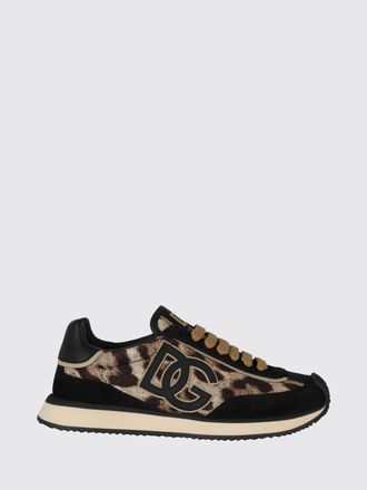 Dolce & Gabbana Baskets DG Cushion en cuir et coton &agrave; imprim&eacute; animalier