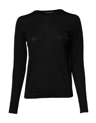 Dolce & Gabbana Womens Virgin Wool Crew Neck Sweater Black