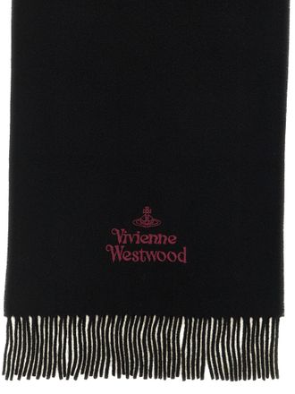 Vivienne Westwood Wool with Embroidered Orb Logo Scarf - Black