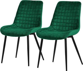 ML Design ML-Design Esszimmerstühle 2er Set Dunkelgrün, Sitzfläche aus Samt mit schwarzen Metallbeinen, Küchenstühle mit Rückenlehne, Wohnzimmerstühle, Polsters