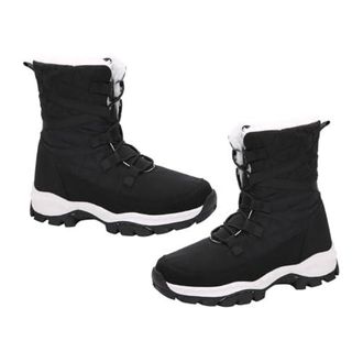 Garneck Bottes de Neige &agrave; Hauteur Moyenne pour Femmes Bottines dHiver Chaudes et Confortables Doublure en Peluche Semelle Antid&eacute;rapante Taille 40 Couleur Noir
