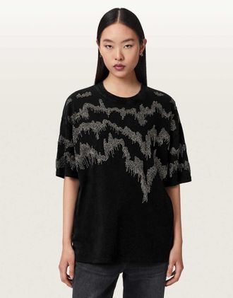 AllSaints Maia Etta - T-shirt - Noir d&eacute;lav&eacute;