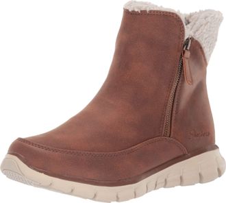 Skechers Damen Synergy Collab Kurzschaft Stiefel, Chestnut Microleather Natural Faux Sherpa, 38.5 EU