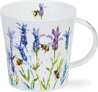 Dunoon Tasse en porcelaine fine fabriqu&eacute;e en Angleterre en forme de cairngorm Motif abeilles occup&eacute;es 480 ml Passe au lave-vaisselle (lavande)