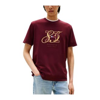 Tommy Hilfiger Homme, Tops, Brun, Taille: S T-Shirt Imprim&eacute; Col Rond Manches Courtes