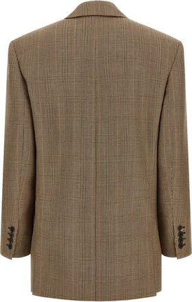 Saint Laurent Prince of Wales Houndstooth Blazer - Beige