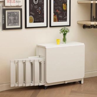 Generic Ausziehbares Esszimmer-Set, Klapptisch Aus Massivholz Mit 4 Stühlen, Perfekt for Restaurants(White)