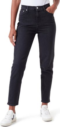 Calvin Klein Damen Jeans Hose Mom Fit, Schwarz (Denim Black), 34W