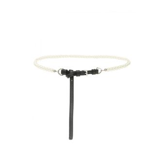 Ermanno Scervino G&uuml;rtel aus glattem Kalbsleder mit doppelter Schnallenspitze und Schlaufe - - Accessories - Damen - Schwarzk - 85 CM