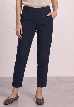 Street One Chinohose STREET ONE, Damen, Gr. 32, L&auml;nge 28, blau (shadowed navy), Stoff, 58% Viskose, 37% Polyamid, 5% Elasthan, unifarben, comfort fit kn&ouml;chellang