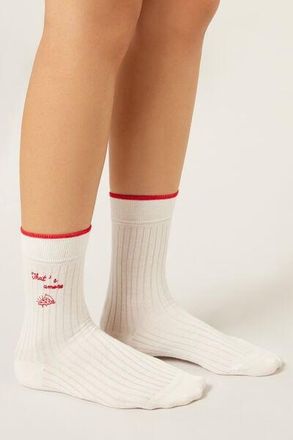 Calzedonia Socken Mit Stickerei Italian Style Wei&szlig;