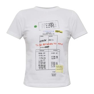 Maison Margiela Femme, Tops, Blanc, Taille: 38 FR T-Shirt Imprim&eacute; Color&eacute;