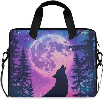 Alaza Sac pour ordinateur portable de 16 &agrave; 15,6 pouces, motif loups et toiles daraign&eacute;e, sac pour ordinateur portable, sac &agrave; bandouli&egrave;re pour femme, homme, 