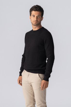 Perform Collection Pullover mit Zopfmuster - Schwarz