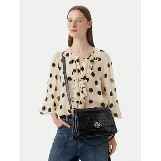 Tory Burch Handtasche Tory Burch Charlie Embossed Croc Shoulder Bag 183354 Schwarz
