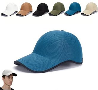 Generic Seamless Packable Lightweight Sports Baseball Cap, Ultra-Breathable Washable, Portable Quick-Dry Hat for Golf Travel (Blue)
