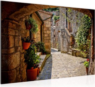 Runa Art Bild Gasse in Italien Modern Wandbilder Wohnzimmer 1 Teilig - Made In Germany - Toskana Bunt Flur 004815a