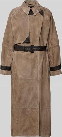 Emporio Armani Ledermantel mit G&uuml;rtel und &Auml;rmelriegeln