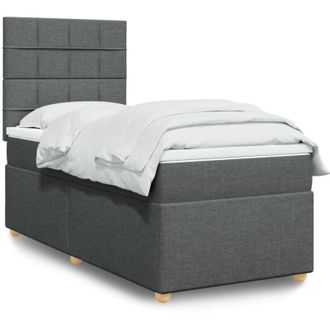 vidaXL Boxspringbett mit Matratze Dunkelgrau 100x200 cm Stoff Vidaxl