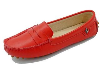 Minitoo Femme Slip on Cuir Souple Penny Loafers Mocassins Chaussures Plates Rouge foncé EU 40