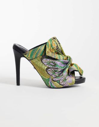 Azalea Wang Azalea Wang Fayelette Mule-Sandalen mit Absatz in Gr&uuml;n-Multi