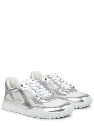 Dior Metallic Leather Low-Top Sneakers - Silver