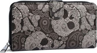 styleBREAKER Portemonnaie Gro&szlig;e Geldb&ouml;rse mit Totenkopf Paisley Print