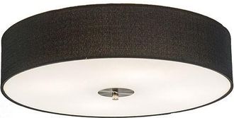 QAZQA Drum jute - Plafonnier avec Abat-Jour - 4 lumière - ø 500 mm - Noir - Rustique, Moderne - éclairage intérieur - Salon i Chambre i Cuisine i Salle à