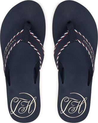 Tommy Hilfiger Zehentrenner Tommy Hilfiger Webbing Beach Sandal FW0FW09038 Dunkelblau