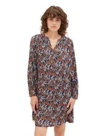 Tom Tailor Damen 1037925 Tunica Kleid mit Muster, 32370-navy small tie dye floral, 44