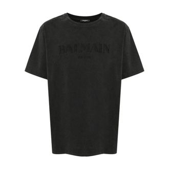 Balmain Homme, Tops, Gris, Taille: XL T-shirt Vintage Brod&eacute;