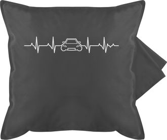 Shirtracer Kissenbezug - Autos - Kissen - Herzschlag Auto - 50 x 50 cm - Grau - automotiv autoliebhaber car Automotive Cars Bild Mechaniker mit autoschrauber nar