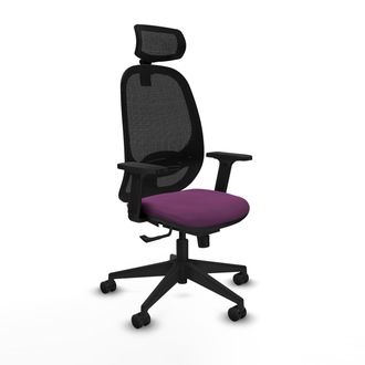 Piqueras y Crespo Cilanco B&uuml;rostuhl mit 2D-Armlehnen und Kopfteil, h&ouml;henverstellbar und neigbar, ausgestattet mit 3 Positionen und Schneidschaum, Schwarz/Violett