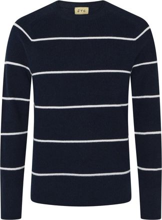 FTC Rundhalspullover mit Streifen aus einem Baumwolle-Kaschmir-Mix in