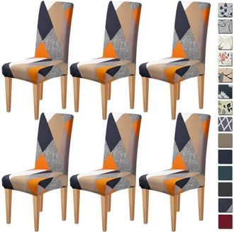 Dioxide Housse de Salle &agrave; Manger &agrave; Imprim&eacute; Tendance Housse de Chaise Extensible Amovible, Couverture de Chaise,Housse de Chaise Scandinave Lot de 6 pour Bouqu
