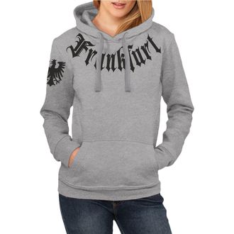 Spass Kostet Damen Mädchen Kapuzenpullover Frankfurt Schwarz Weisser Block Adler Hoodie