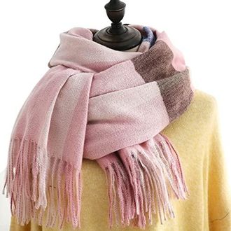 Generic Produit catégorie Scarf - Châle coloré à motifs automne-hiver pour femmes maxi chaleur et élégance avec franges épaisses (One Size)