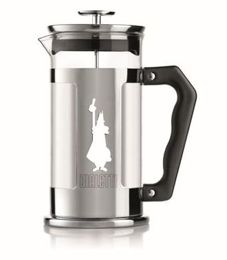 Bialetti Kaffeepresse Preziosa, French Press Filter für Kaffee oder Tee, Gehäuse aus Edelstahl und Behälter aus Borosilikatglas, spülmaschinenfest, 350 ml, für