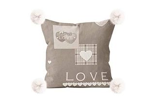 Soleil d'Ocre Coussin Imprim&eacute; en Polaire Microfibre 45X45 cm Love