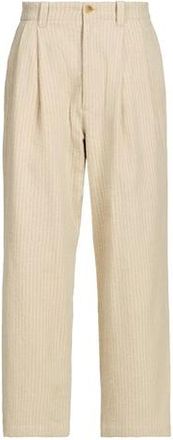 Merely Made Gestreifte Hose mit weitem Bein aus Baumwolle und Wolle von Merely Made in Beige