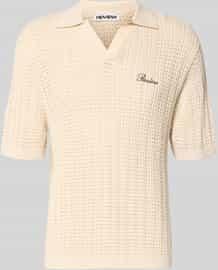 Review Slim Fit Poloshirt in Crochet-Optik