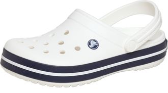 Crocs Unisex Crocband Holzschuh, Wei&szlig;, Wei&szlig;, Marineblau, 36 EU