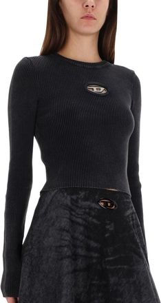 Diesel Cropped Cotton T-Shirt - Black