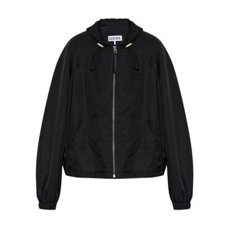 Loewe Femme, Vestes, Noir, Taille: 40 FR Hooded Blouson Jacket