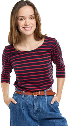 Armor Lux Damen Matrosenshirt mit 3/4-&Auml;rmeln aus leichte Baumwolle T-Shirt, Mehrfarbig (Rich Navy/Braise Ii9), XXXX-Large (Herstellergr&ouml;&szlig;e: 8)