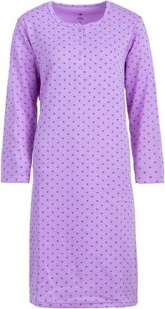 Zeitlos Chemise de nuit thermique &agrave; manches longues pour femme - Motif coeurs - Boutonni&egrave;re, lilas, L