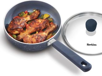 Hawkins Hawkins Keramik Antihaft Bratpfanne 17 cm Durchmesser Induktion Bratpfanne mit Glasdeckel Granit Omlette Eierpfanne Fischpfanne (ICF17G)