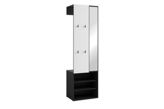 Byliving Kompaktgarderobe Andorra/Spiegel, Kleiderstange und Schuhfächer/Garderobenschrank/Flurgarderobe/Maße: B 55, H 187,5, T 40,5 cm (Weiß)
