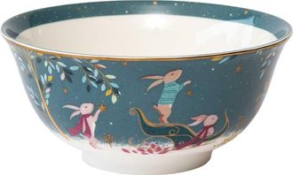 Sara Miller Woodland Tales Süßigkeitenschale, Kaninchen-Schlitten, Grün